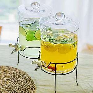 2 Pack Drink Dispenser with Stand Beverage Dispenser Each 1 Gallon Glass Drink Dispensers for Parties Lemonade Sangria Dispenser Mason Jar Drink Dispensers