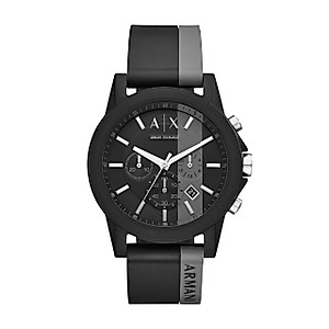 A｜X ARMANI EXCHANGE Men's Chronograph Black & Gray Silicone Strap Watch (Model: A|X1331)