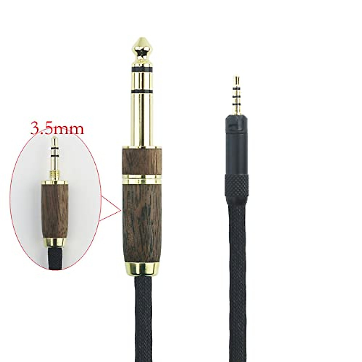 NewFantasia Replacement Audio Upgrade Cable 6N OCC Copper Single Crystal Silver Plated Cord Compatible with Sennheiser HD598 HD598SE HD560s HD598Cs HD598SR Headphone Walnut Wood Shell & 6.35mm Adapter