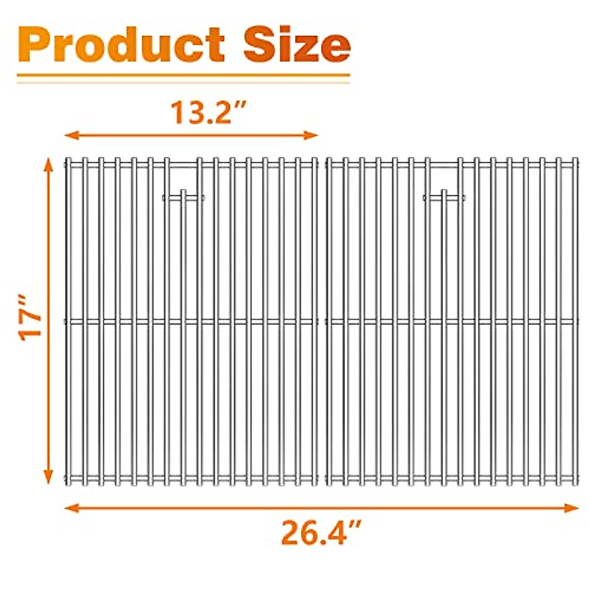 Hisencn 17 Inch Cooking Grates for Home Depot Nexgrill 720-0830H, 720-0830D, 720-0783E, 720-0783C, 5 burner 720-0888, Stainless Steel Cooking Grids Replacement parts for Nexgrill 4&5-Burner Gas Grill