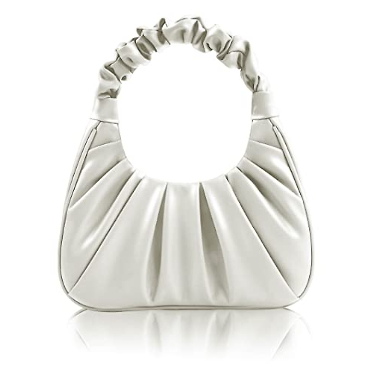 LOVEINT Ruched Hobo Handbag Shoulder Bags for Women Cloud Bag Soft Leather Tote Clutch Purse (Cream color)