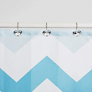 Actpe Decorative Crystal Heart Shape Shower Curtain Hooks Rust Resistant Hooks Glide Shower Ring Hangs Holder Bling for Bathroom, Pack of 12