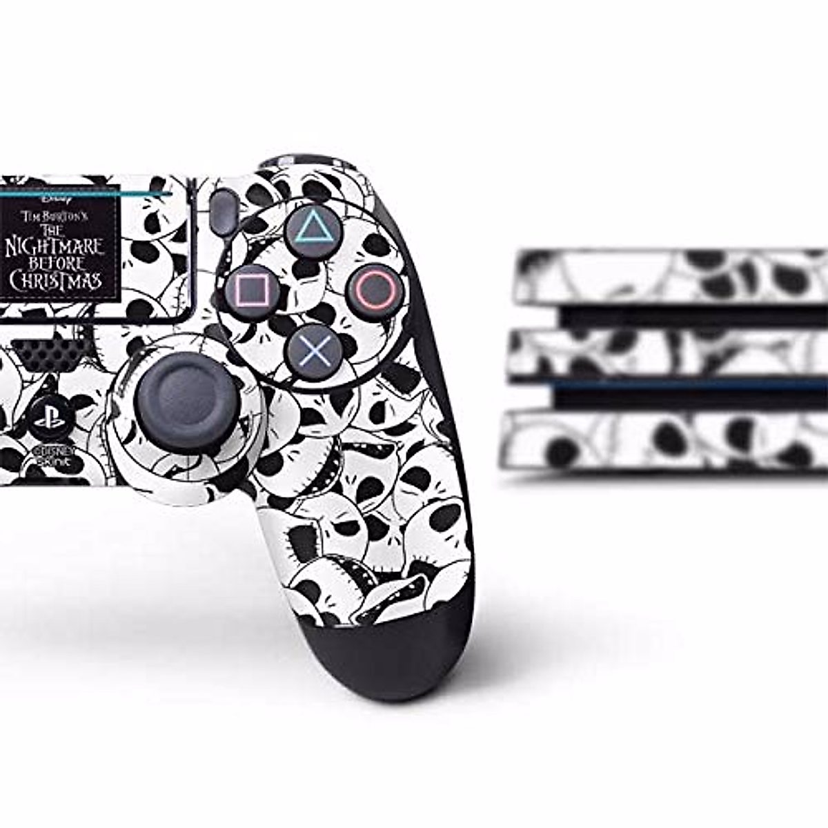Skinit Decal Gaming Skin Compatible with PS4 Pro Bundle - Officially Licensed Disney The Nightmare Before Christmas Jack Skellington Pattern Design