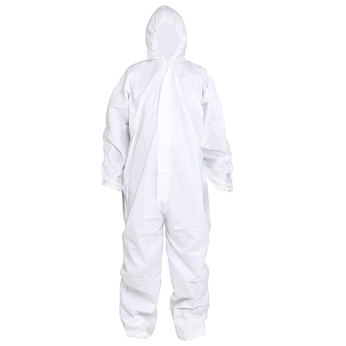 SYINE Pack of 5 Large Disposable Protective Coverall with Hood, Elastic Cuff for Spray Painting Cleaning Work,Breathable & Durable