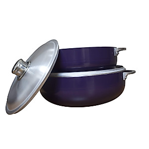 IMUSA USA 2 Piece Purple Caldero (Dutch Oven Set with Aluminum Lid (4.4Qt, 6.9Qt) Oven Safe