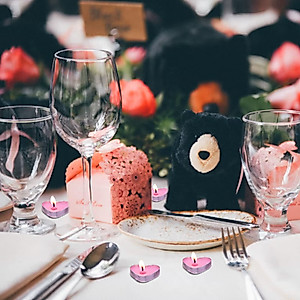 50 Pack Heart Shaped Unscented Tea Lights Candles – Smokeless Tealight Candles - Decorations for Wedding, Party, Votives, Oil Burners and Christma (Pink)