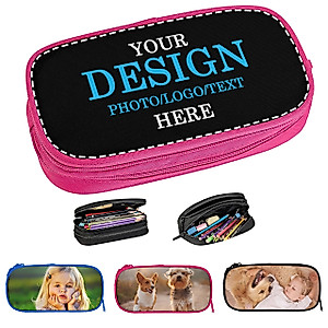 buxvhre Custom Pencil Case Personalized Add Photo Text Logo Pen Bag Large Capacity Zipper Pencil Box for Office Travel Graduation Gifts (Pink)
