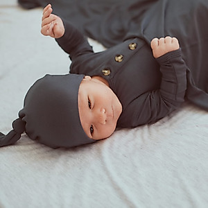 Nuzzly Baby Knotted Gown | Super Soft & Stretchy | Newborn Girl/Boy | Gender Neutral | Size 0-3 Months (Shadow)