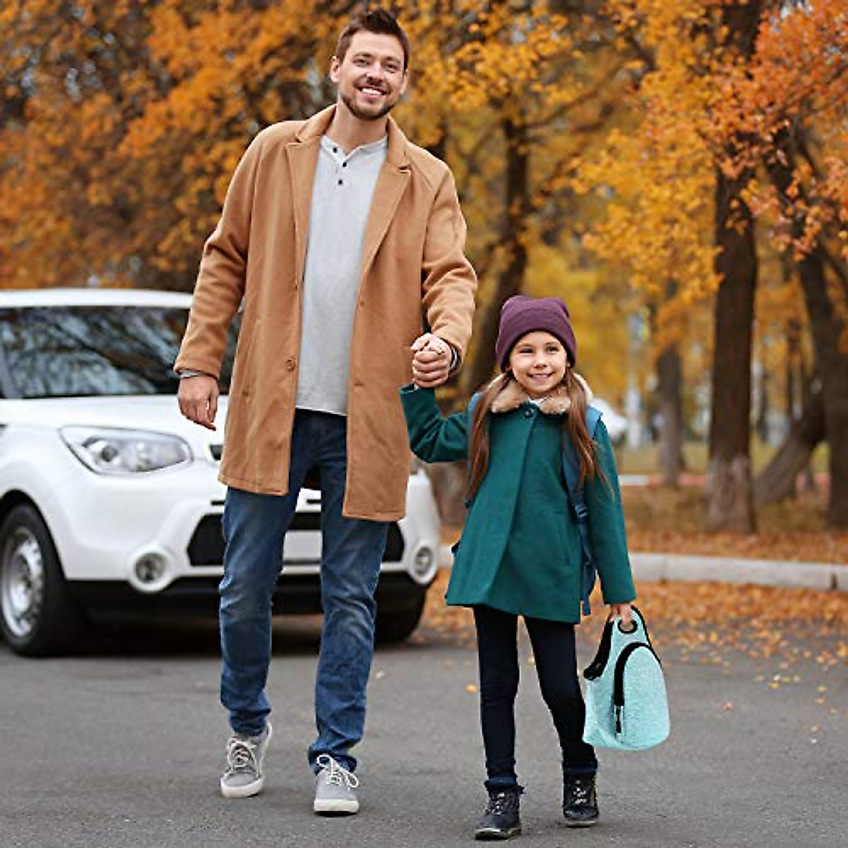 Gowraps Lunch Bags For Women Men Kids Neoprene Lunch Tote Bags With Adjustable Detachable Shoulder Straps Reusable Soft Insulated Lunch Box For School/Picnic/Work(Turquoise)