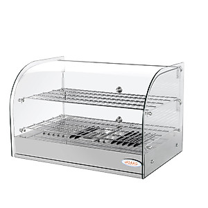 Hakka Commercial Food Warmer, 2-Tier Electric Showcase Pizza Warmer Countertop 45L Adjustable Tempreture Pastry Display Case for Buffet Restaurant Bakeshop Snack Bar