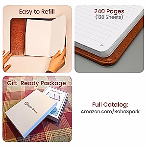 SOHOSPARK Lined Refill Writing Journals, 240 Numbered Pages, Lay Flat Binding