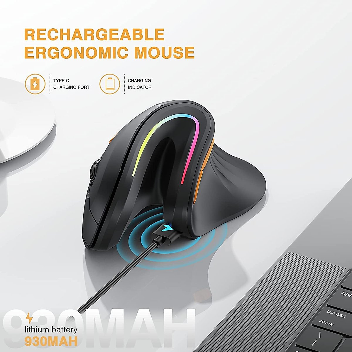 ProtoArc Mechanical K300 Backlit Bluetooth Keyboard and EM11 RGB Ergonomic Mouse Combo
