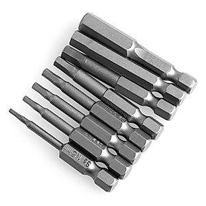 Impact Driver Allen Bits Set Hex Head Bit Long Alan Wrench Key Power Drill 1/4” Quick Change Release Connect Metric t Handle Hecs Drive For Furniture Assembly Tool Kit Screw Driving Bits + Hex Ratchet