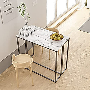 Tilly Lin 36" Faux Marble Top Console Table, Rectangular Shape Sofa Table for Entryway, Bar Table for Dining Room, Couch Table, Display Table for Living Room, Hallway, Foyer, Black Legs