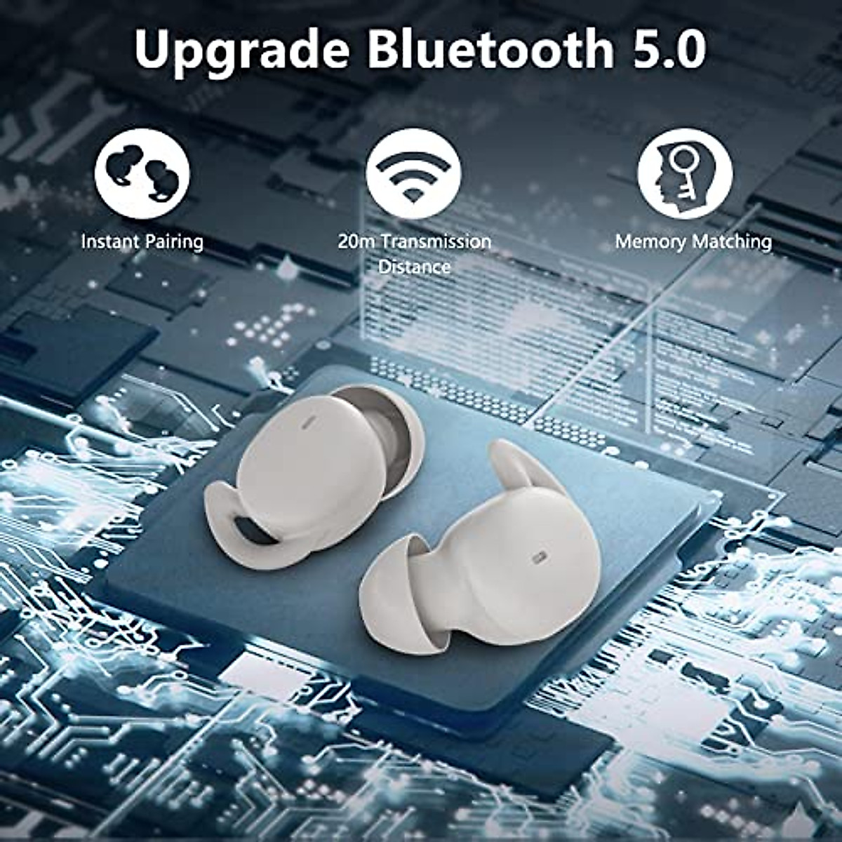 Omidyi True Wireless Sleep Earbuds, Noise Cancelling Earbuds for Sleep, Ultra Small and Skin-Soft Silicone Bluetooth Headphones in-Ear Specifically to Help You Fall Asleep Faster and Sleep Better