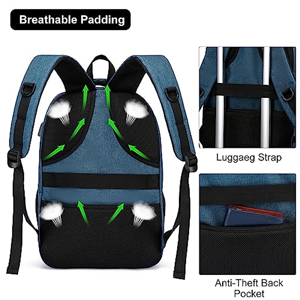 BIKROD Backpack for Boys Men, School Backpack for Teens Girls, Lightweight Casual High School Bookbag, Daily-use Travel Laptop Backpack with USB Charging Port Fits 15.6 Inch Notebook