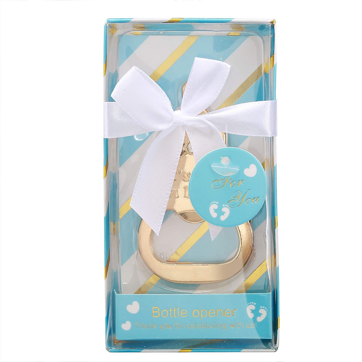 16 Pack Baby Shower Party Favors Botttle Opener for Guest,Baby Shower Souvenir Baby Shower Favors for Boy Bottle Opener for Birthday Keepsake Creative Party Decoration (Blue, 16)