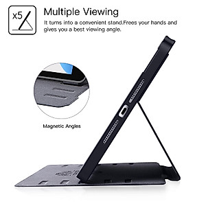 ZtotopCases for iPad 9th/8th/7th Generation 10.2 Inch, [5 Magnetic Stand Angles + Pencil Holder + Highly Shockproof +Auto Wake/Sleep], Premium PU Leather Cover for iPad 10.2 inch 2021/2020/2019, Black