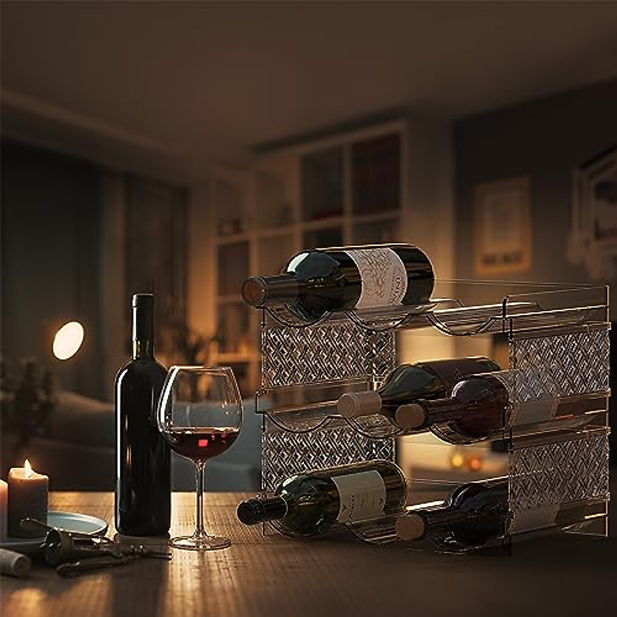 Simple Houseware 3-Tier Stackable Water Bottle Storage Organizer, Clear