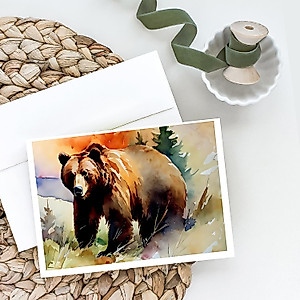 Caroline's Treasures DAC2924GCA7P Grizzly Bear Greeting Cards Pack of 8 Blank Cards with Envelopes Whimsical A7 Size 5x7 Blank Note Cards