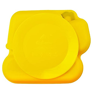 Baby Plate Silicone Divided, Suction Toddler Plates Dishes for Toddler Kids Self Feeding, BPA Free, Microwave & Dishwasher Safe(Yellow)