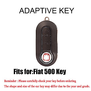 HIBEYO Key Fob Cover for Fiat 500 Linea 3 Button Filping Smart Remote Auto Key Shell with Leather Keychains for Fiat 500 Accessories Soft TPU Key Case-Silver