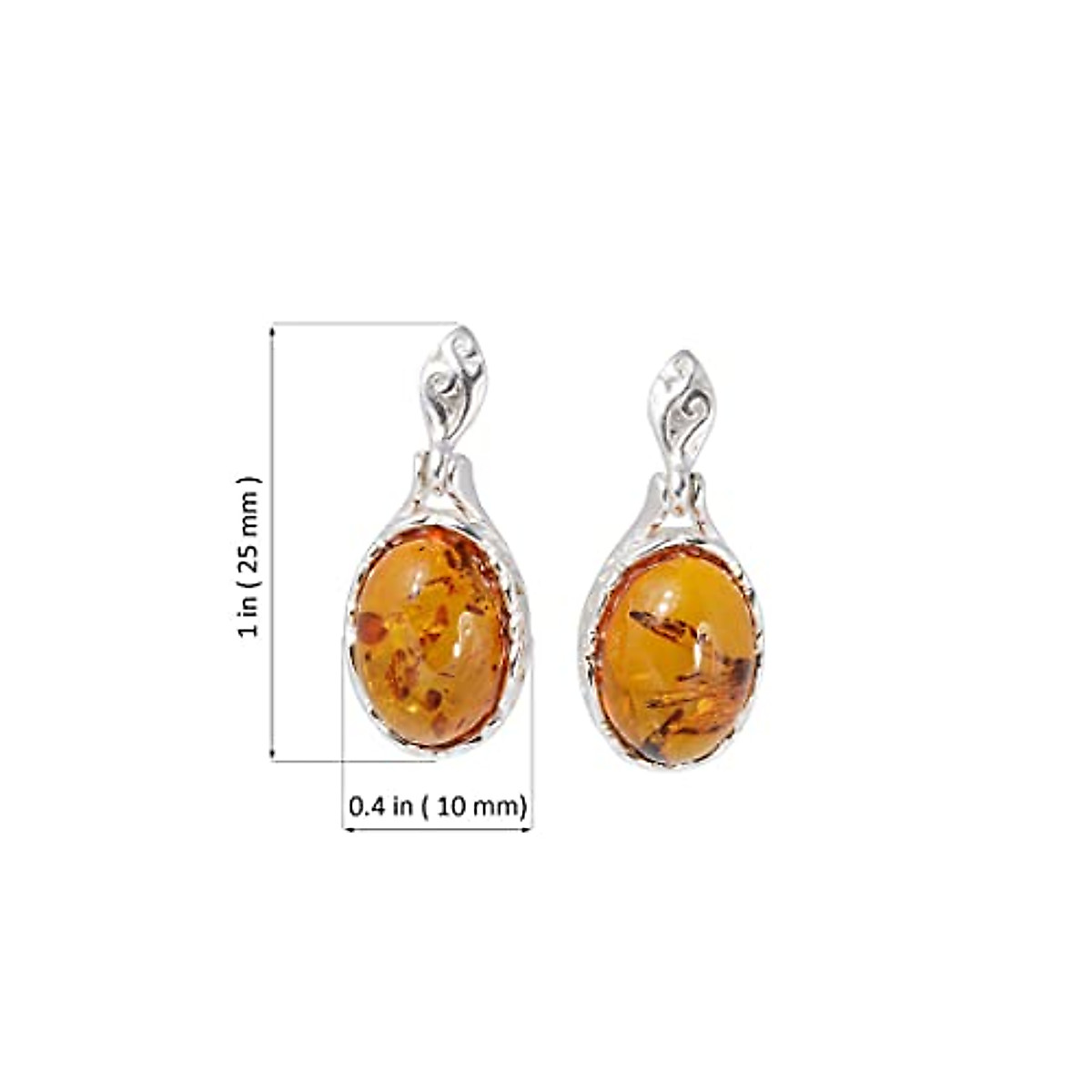 Amber Earrings - Sterling Silver Baltic Honey Oval Amber Earrings - Sterling Silver Jewelry Collection
