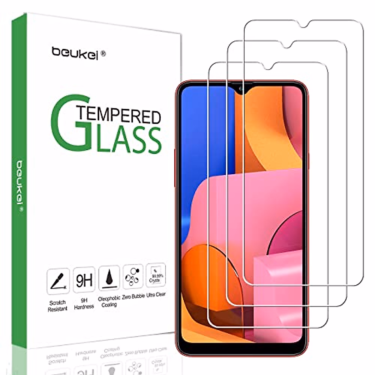(3 Pack) Beukei for Samsung (Galaxy A20S) Screen Protector Tempered Glass,Full Screen Coverage, Anti Scratch, Bubble Free(Not Fit for Galaxy A20 /Galaxy A20E)