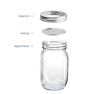 Quality Glass Mason Jars 32 Ounce (6 Pack) Regular Mouth Glass Mason Jar with Lids & Bands, Dishwasher Safe. Ideal for Canning, Pickling, Jam, Meal Prep, Food Storage - Bonus Chalkboard Label & Pen