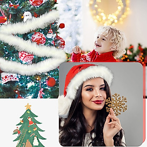 Christmas White Faux Fur Trim 3 Rolls 6 Yards Faux Fur Fabric Fluffy Ribbon Trim Furry Stripe Fake Craft Fur Trim Ribbon for DIY Craft Costume Boots Winter Christmas Tree Garland Decor, 3 Sizes