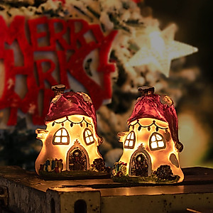 Solar House Statue Outdoor Garden Lights House Garden Sculptures Solar LED Light Decorations