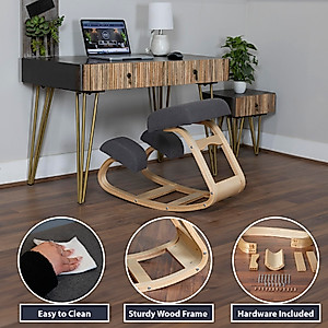 RRI Goods Kneeling Desk Chair, Sturdy Ergonomic Kneeling Chair for Office and Students, Rocking Motion for Natural Movement