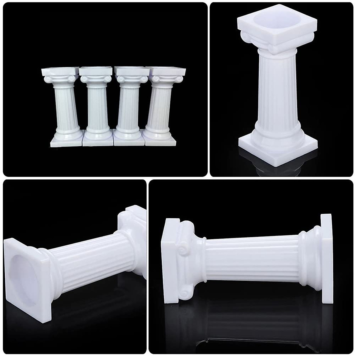 HEMOTON Roman Column Cake Tiered Stands: 4Pcs Plastic Cake Pillars Mold Fondant Holder Multi- Layered Cake Roman Column Support Stand for Wedding Birthday Party Decoration 17cm
