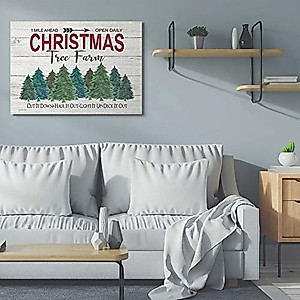 Stupell Industries Christmas Tree Farm Wood Texture Holiday Word Design Canvas, Multi-Color