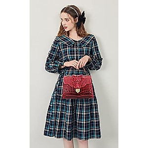 PIJUSHI Designer Handbags for Women Crocodile Leather Crossbody Satchel Bag with Butterfly(66297 Red)