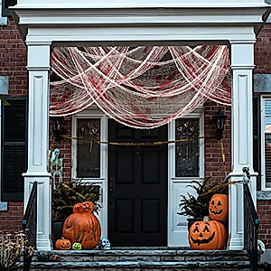 Moon Boat 364” x 30” Halloween Cheesecloth Decorations Creepy Cloth + Spider Web - Hallowmas Haunted House Indoor Outdoor Party Decor