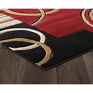 GLORY RUGS Area Rug Modern 5x7 Dark Red Soft Hand Carved Contemporary Floor Carpet with Premium Fluffy Texture for Indoor Living Dining Room and Bedroom Area.