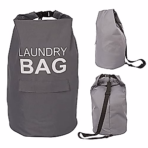 Kimmama 70L Waterproof Laundry Bag Backpack,Heavy Duty Laundry Bag with Strap,Dirty Clothes Organizer for Travel,Camping,College Dorm,Laundromat,Apartment (Grey)