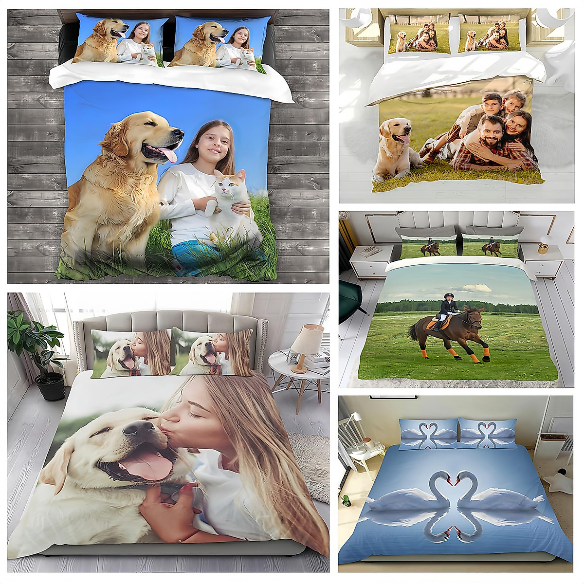 Ewzokiy Custom Duvet Cover Set 1 Comforter Cover with 2 Pillowcases,Personalized King Duvet Cover with Picture/Text/Logo,Customized Bedding Sets for Kids,Birthday,Valentine's Day Gift