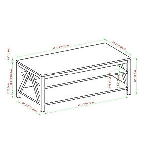 Walker Edison Modern Farmhouse A-Frame Wood Rectangle Coffee Table Living Room Ottoman Storage Shelf, 48 Inch, Natural Walnut