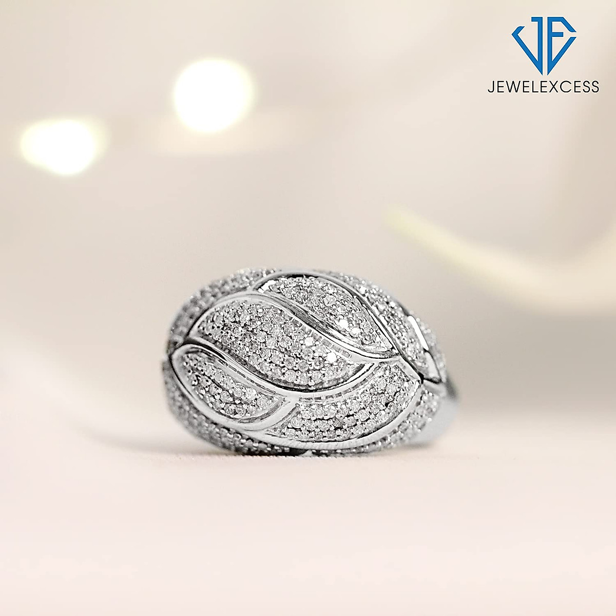 JEWELEXCESS White Diamond 1 Carat Ring with Sterling Silver for Women & Girls | Dome Shape Promise Ring with Round Cut Diamonds