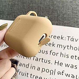 UR Sunshine Case Compatible with AirPods 1/2, Creative Candy Color Soft TPU Silicone Case Cover Protective Skin for AirPods 1/2 with Drink Milk Tea Bottle Pendant Keychain-Khaki
