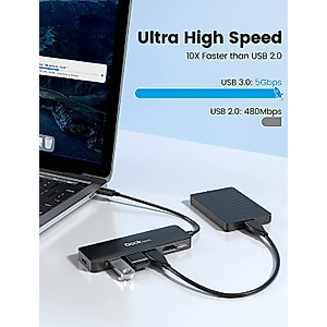 USB C HUB 4K 60Hz, Dockteck USB-C Multiport Adapter 5-in-1 with 4K HDMI, 100W Power Delivery, 3 USB 3.0 Data Port for MacBook Pro/Air M1 2020, iPad Pro 2021, iPad Mini 6, Surface Pro and More