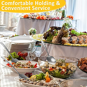 Set of 12 Stainless Steel Serving Spoons Large Metal Serving Utensils Dishwasher Safe Spoons for Buffet Catering Food Cooking Kitchen Banquet Restaurant Home, Silver, 8.3 Inches Long