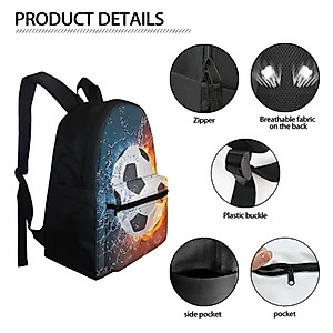 FOR U DESIGNS Teens Backpack Set 3 Piece Soccer Canvas Boys School Bags,Lunch Bags,Pencil Box 3 in 1