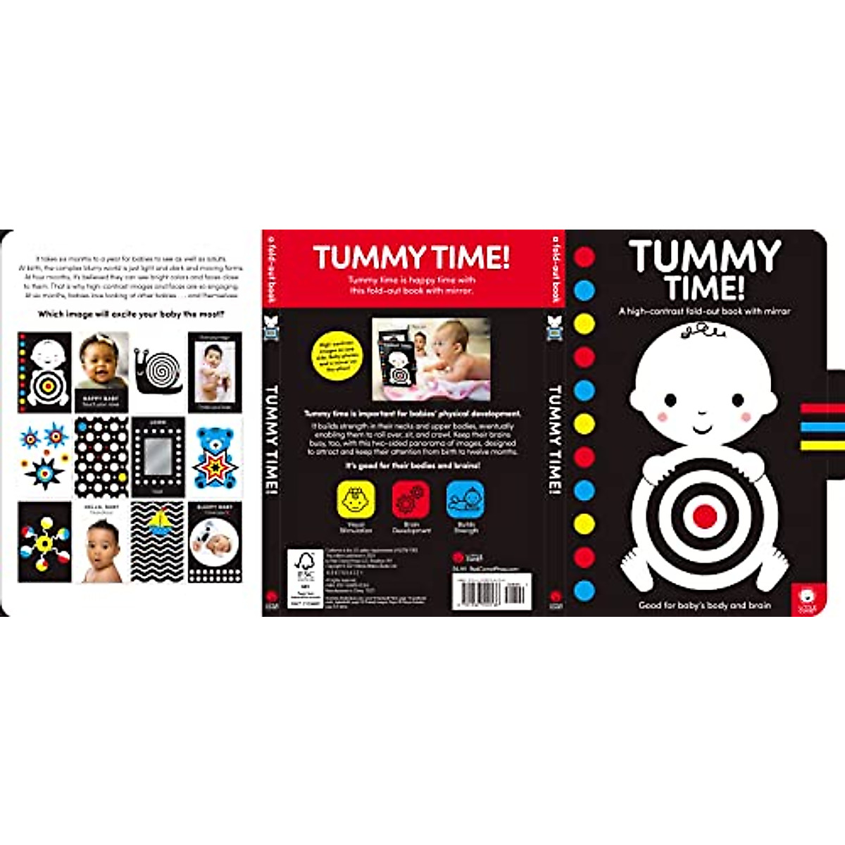Tummy Time!: A high-contrast fold-out book with mirror for babies