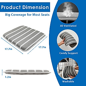 AEROiVi Office Chair Cushion, Non-Slip Car Seat Cushion with 3D Airmesh Pad Easy to Wash Breathable for Long Sitting for Relief and Comfort Square