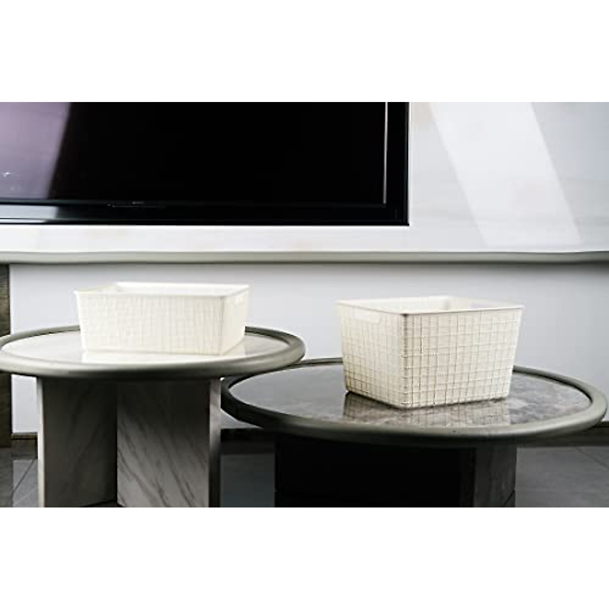 Storage Basket Organizer with Handle | Storage Bin, 17 Liter, Set of 4, Beige