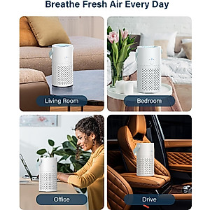 Mini Portable Air Purifier,White HEPA Air Purifier for Home with USB Cable for Home Bedroom Office Pet Room Air Cleaner for Car with Silence and Homemade Aromatherapy