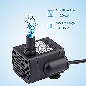 Aquarium Water Pumps,driew Mini Submersible Water Pump, DC 5.5-12V 5V 9V 12V Brushless Waterproof Pumps for Pond Aquarium with 4.5 Feet Cord, 200L/H